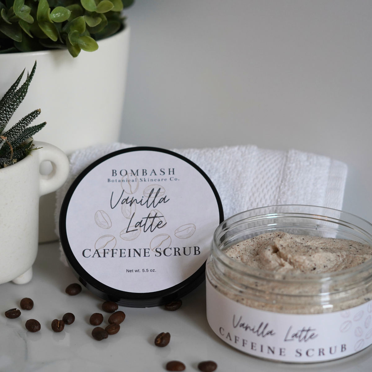 Vanilla Latte Caffeine Body Scrub – Bombash Botanical Skincare Co.